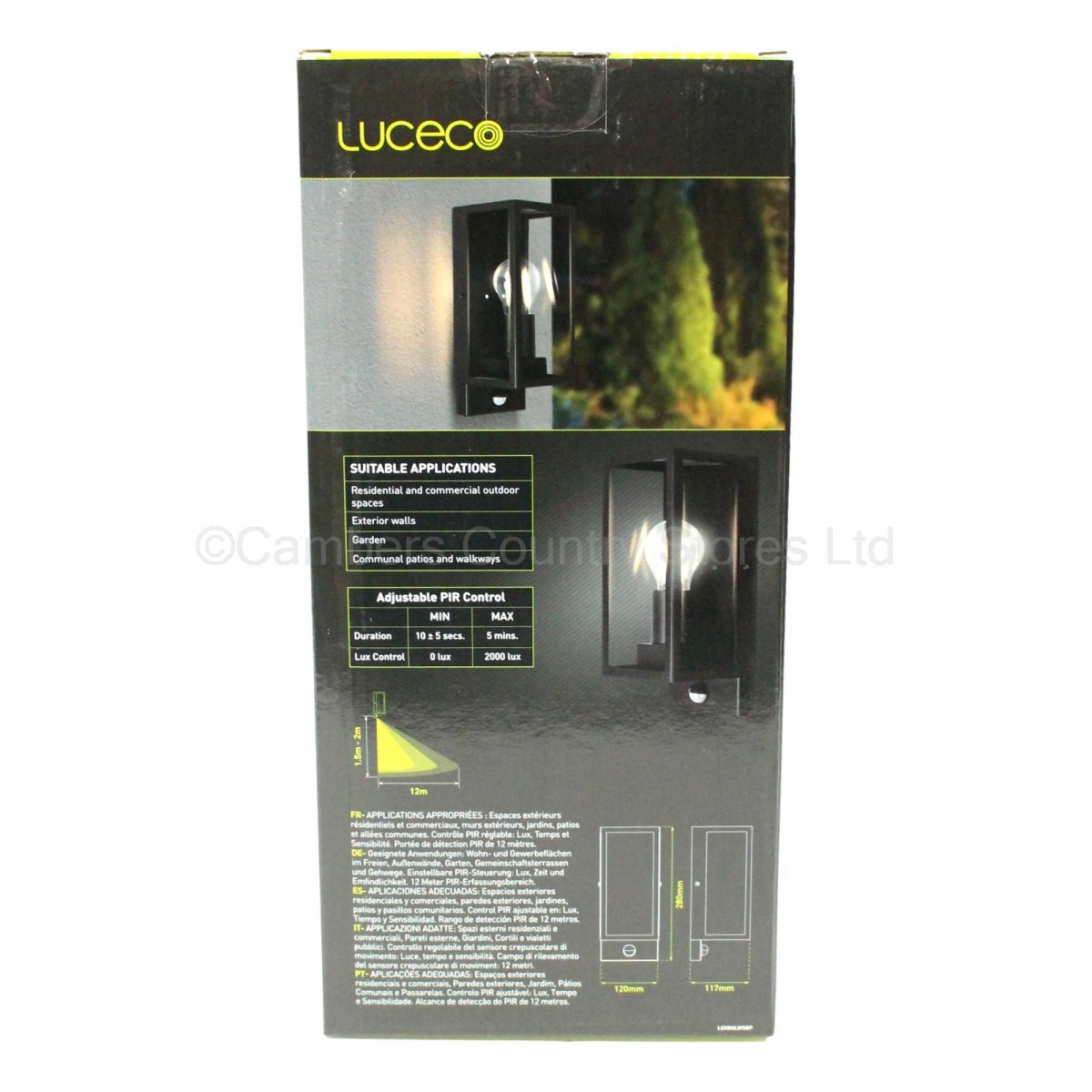 Luceco Azurar Exterior Wall LED Light Single & PIR Black | Cambers ...